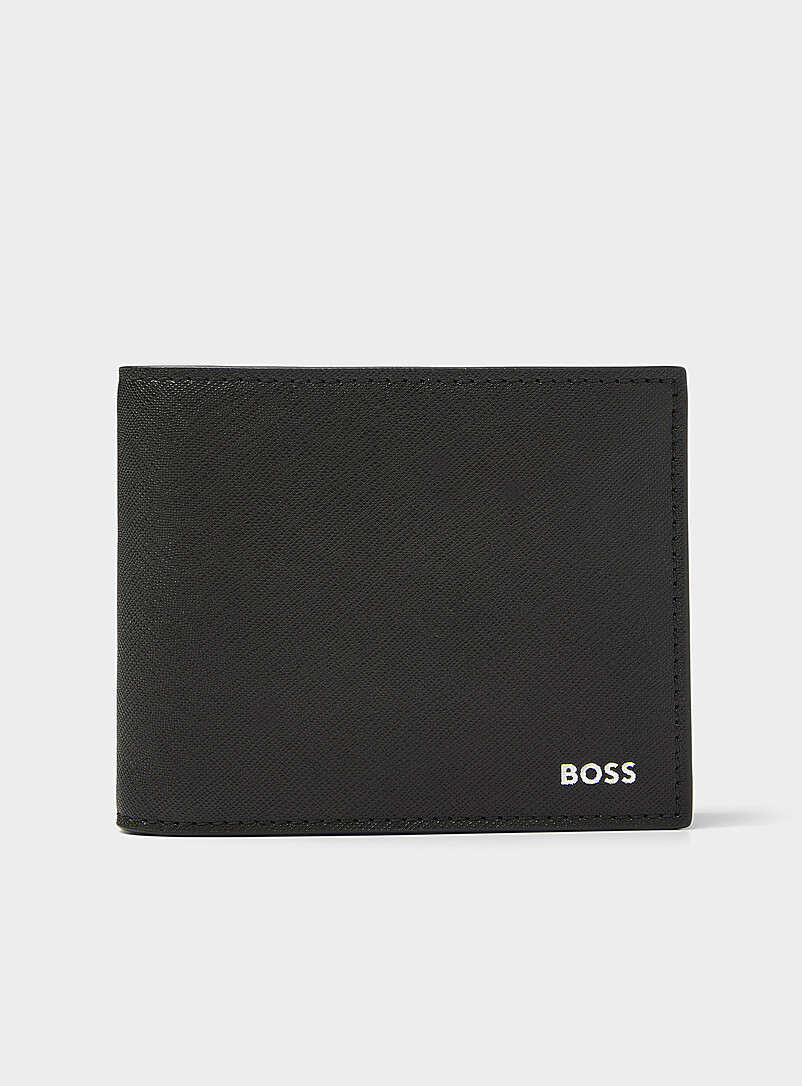 Black regenerated leather wallet | BOSS | Mens Wallets & Card Holders ...