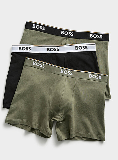 5" stretch black/khaki boxer briefs Cotton 3-pack | BOSS | Shop Men's ...