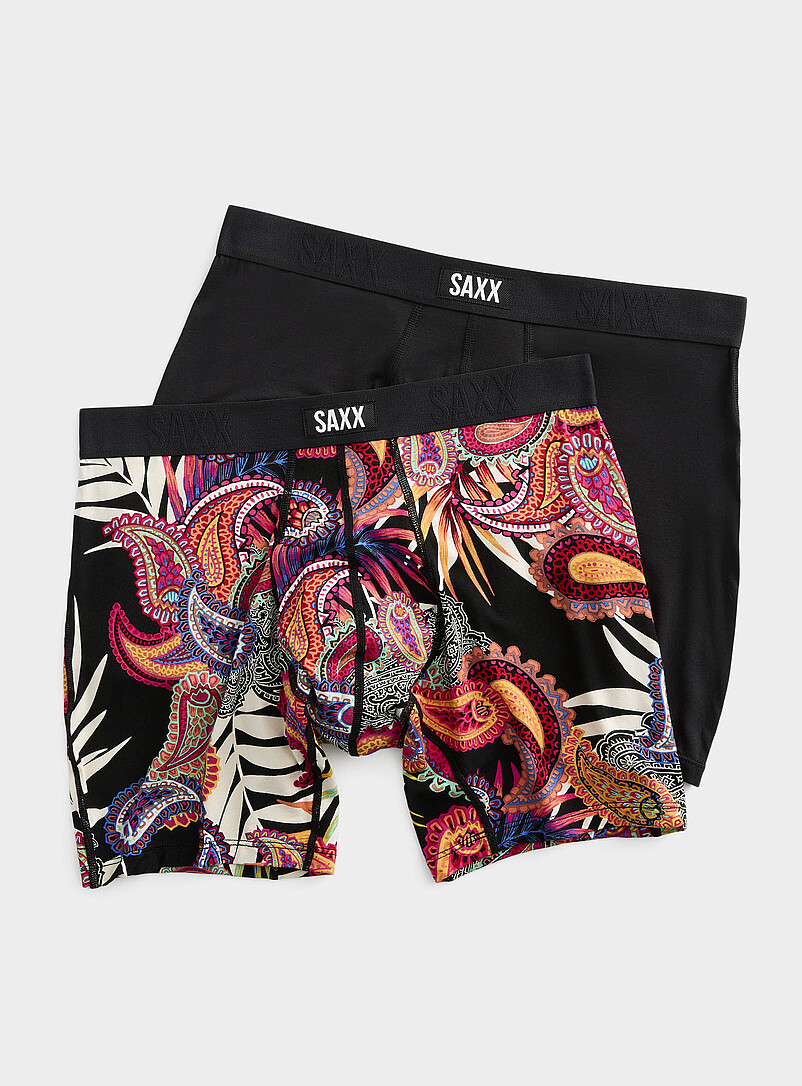 Les boxeurs longs noir/paisley 6 po VIBE XTRA Emballage de 2 | Saxx ...