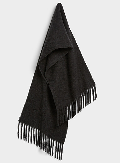 Monochrome fringed scarf | Simons | Women's Winter Scarves and Shawls ...