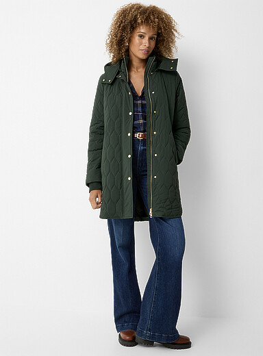 Mid-length stand-collar quilted coat | Contemporaine | Women's Quilted ...