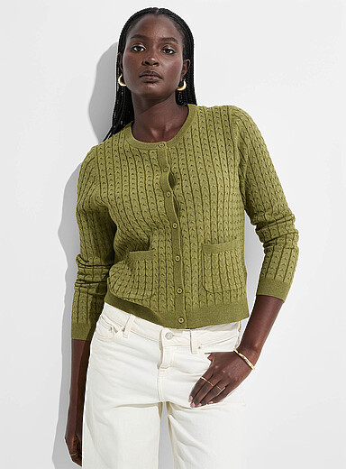 Patch pockets cable-knit cardigan | Icône | Shop Women's Cardigans | Simons