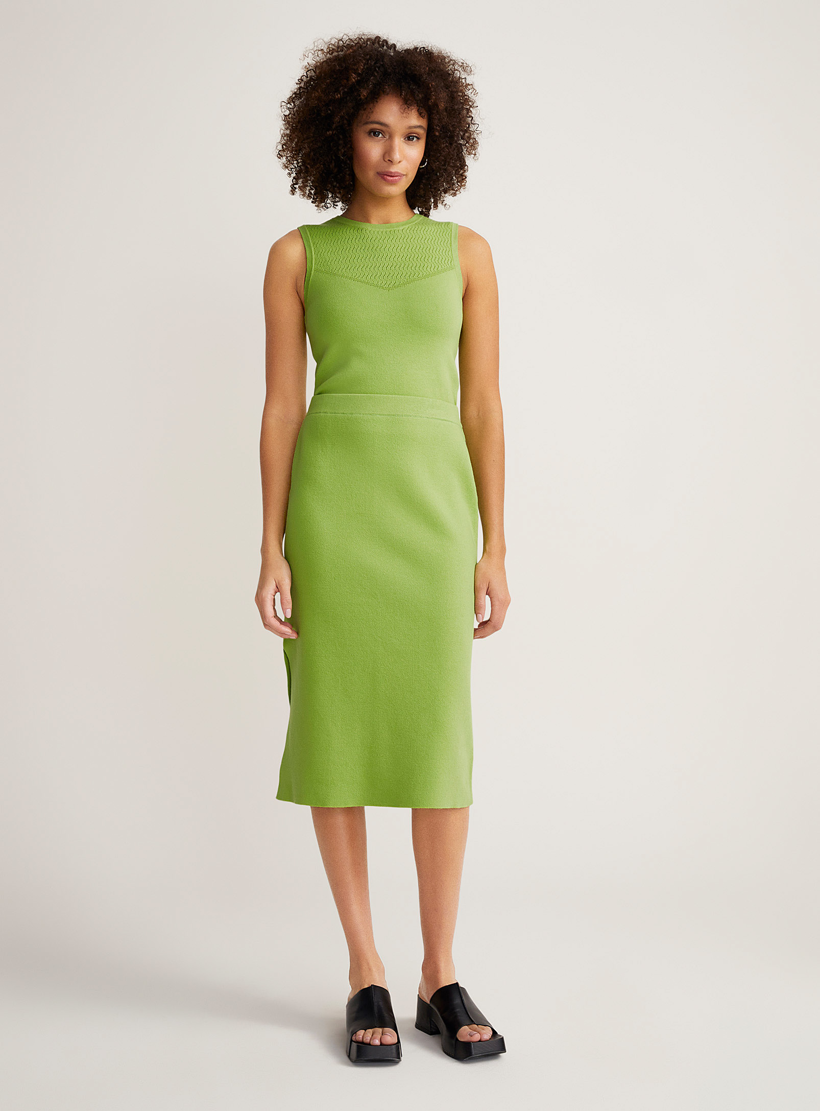 Contemporaine Thick Knit Sheath Skirt In Green | ModeSens