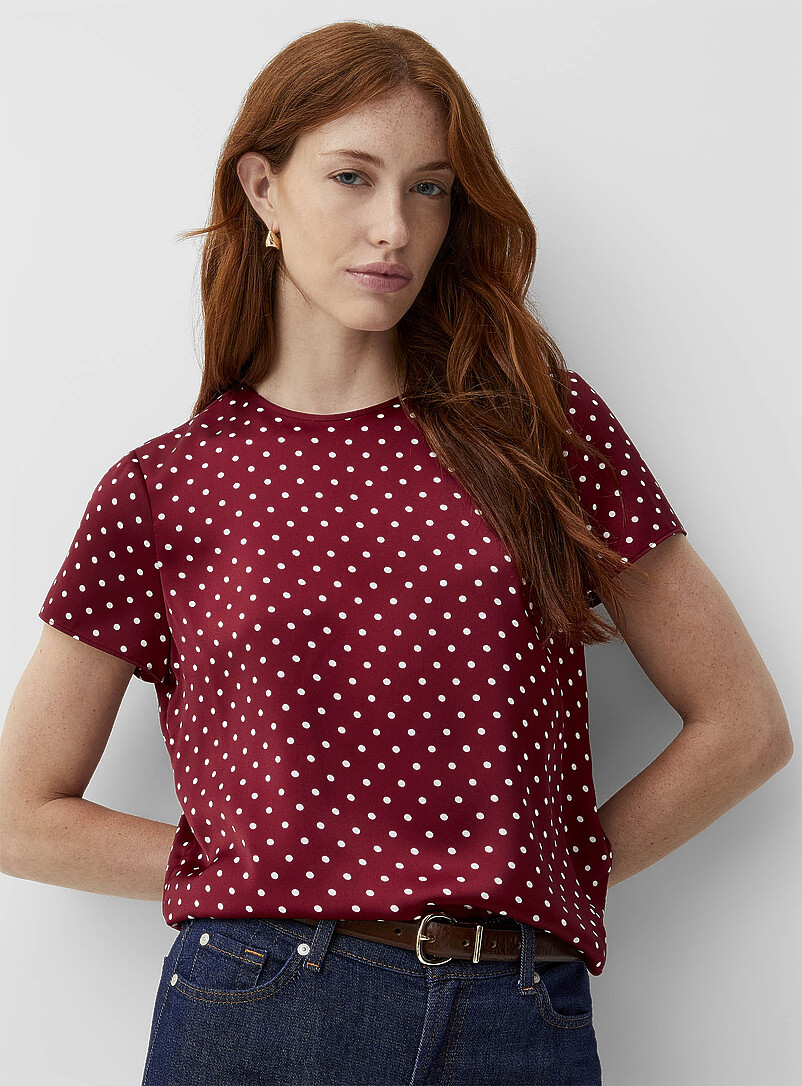 Cap sleeve Polka Dot Satiny Blouse Contemporaine Simons cap-sleeve-polka-dot-satiny-blouse-contemporaine-simons