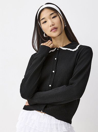 Pearly buttons Peter Pan collar cardigan | Twik | Shop Women's ...