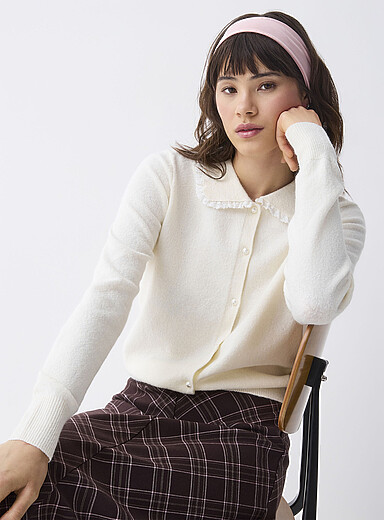Pearly buttons Peter Pan collar cardigan | Twik | Shop Women's ...