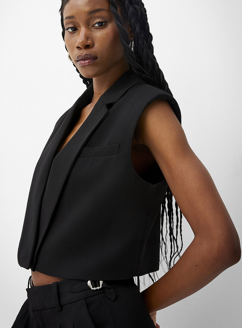 Brushed finish plunging notched collar vest | Icône | | Simons