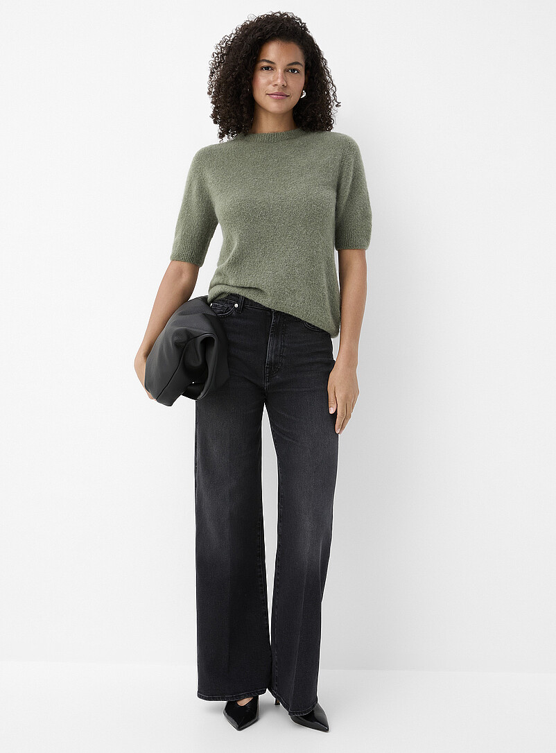 Le jean extensible gris délavé Jo Coupe : jambe large, taille très ...
