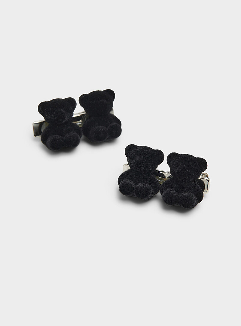 Velvet teddy bear small clips Set of 2 | Simons | Shop Barrettes and ...