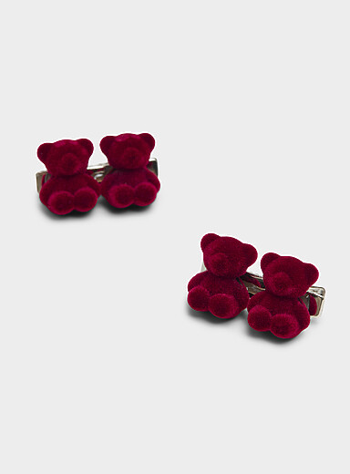 Velvet teddy bear small clips Set of 2 | Simons | Shop Barrettes and ...
