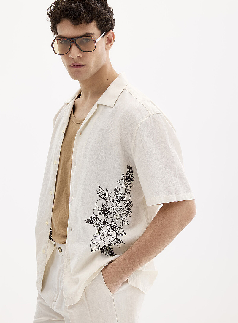 La chemise lin broderies florales exotiques Coupe confort | Le 31 ...