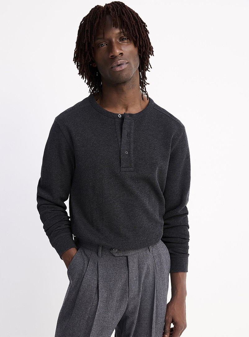 Double-faced jersey Henley T-shirt Standard fit | Le 31 | Shop Men's ...