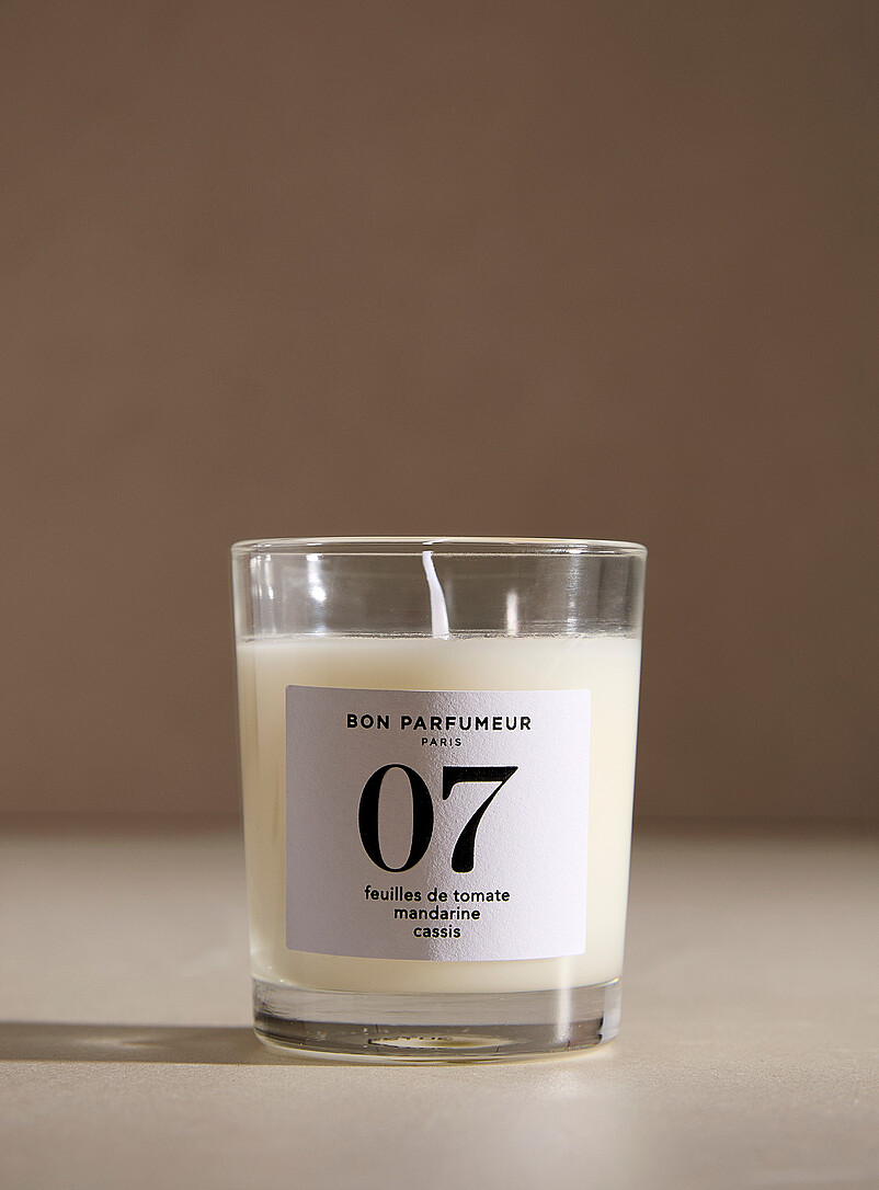 07 scented candle Tomato leaves, mandarin & cassis | Bon Parfumeur ...