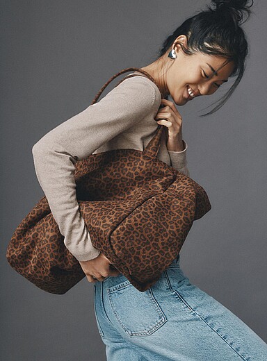 Velvety leopard tote bag | Simons | Shop Women's Tote Bags Online | Simons