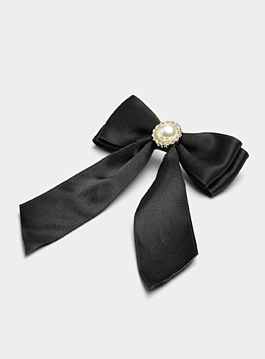 Satiny black bow barrette | Simons | Shop Barrettes and Hair Clips ...