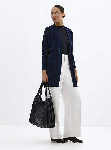 Flowy knit long open cardigan | Contemporaine | Shop Women's Cardigans ...