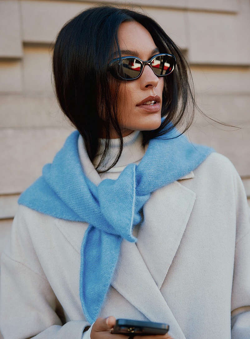 Wool and alpaca triangle scarf Exclusive collection from Italy | Simons ...