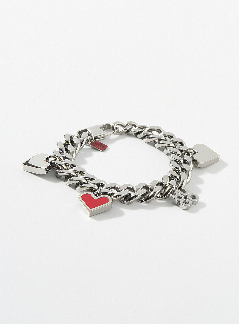 Le bracelet chaîne surdimensionnée cœurs | HUGO | Bracelets pour Homme ...