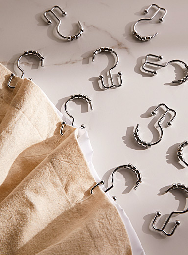 Silver double shower hooks Set of 12 | Simons Maison | Shower Curtains ...