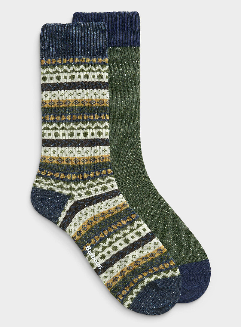 Fair Isle/flecked wool-blend socks 2-pack | Barbour | | Simons