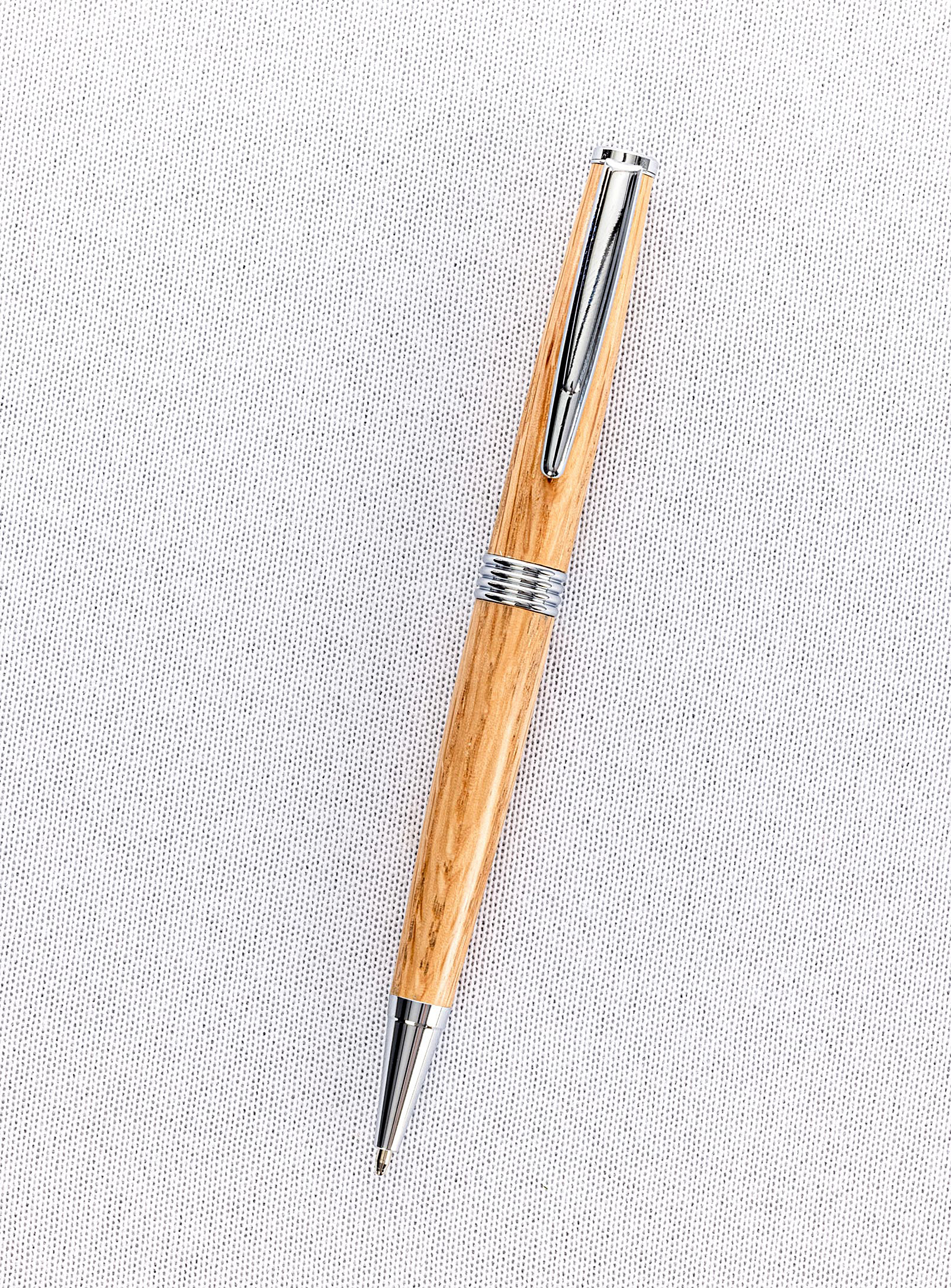 Watts Tree Farm Streamline Turned Red Oak Ballpoint Pen In Silver ...