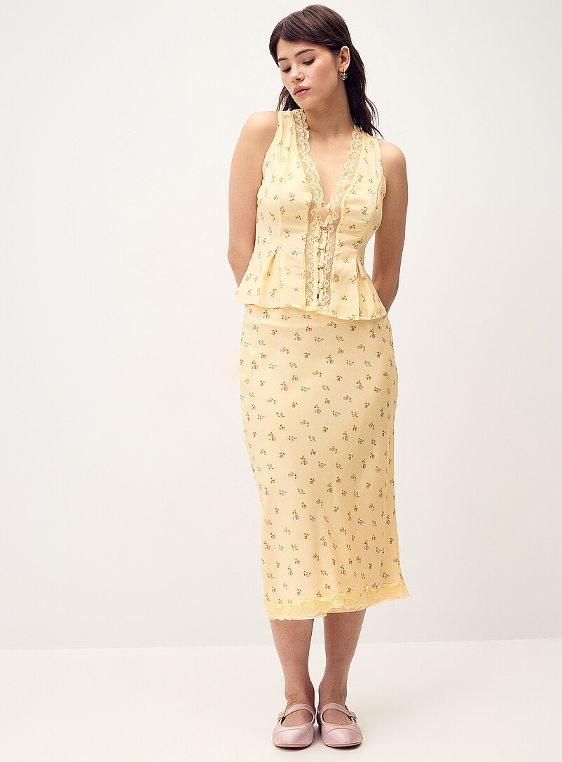 La jupe midi chiffon petites fleurs | Twik | Jupes midi et Jupes mi ...