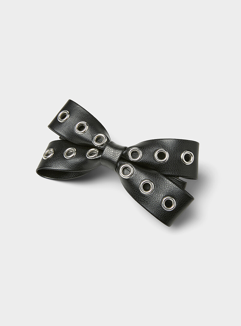 Faux-leather eyelet bow barrette | Simons | Shop Barrettes and Hair ...