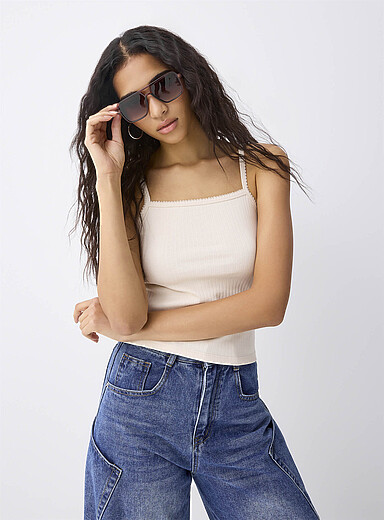 Scalloped edging ribbed cami | Twik | | Simons