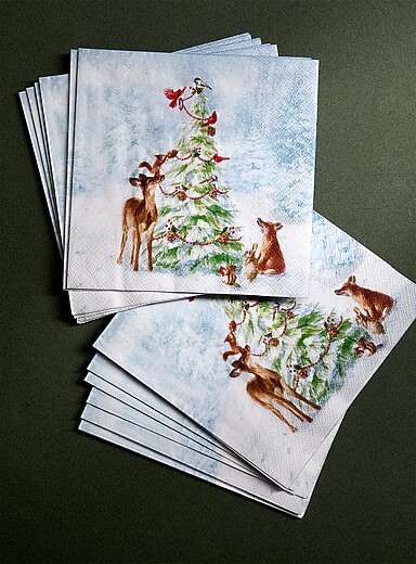 Winter reindeer paper napkins 16.5 x 16.5 cm. Pack of 20. Christmas ...