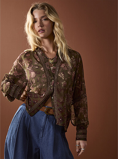 La blouse détails ajourés chiffon diaphane | Icône | | Simons