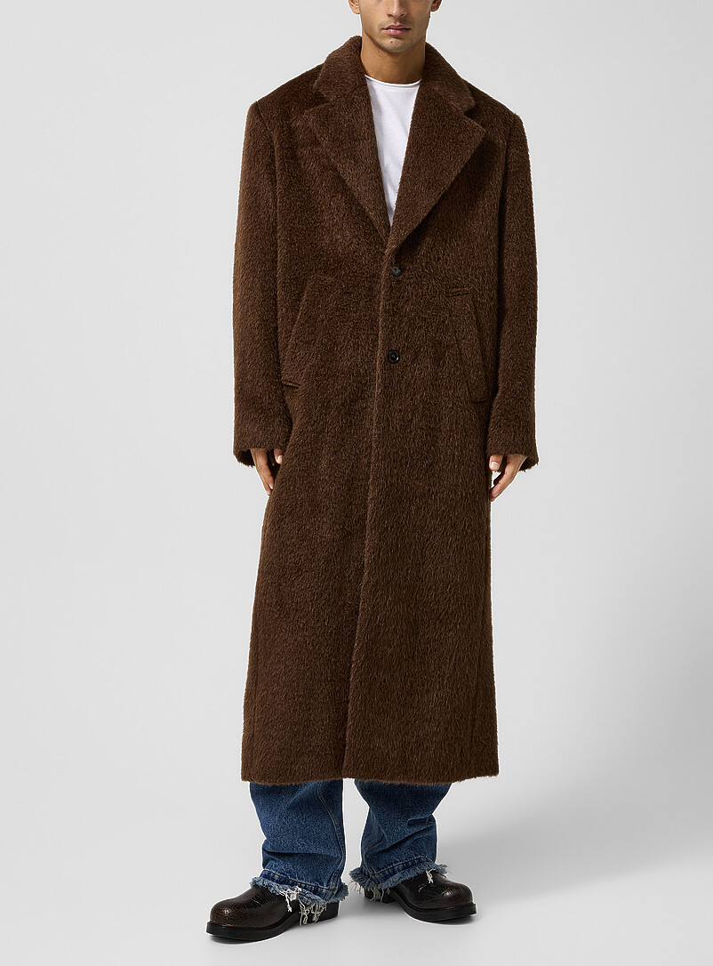 Alois fuzzy wool long coat | Séfr | Shop Men's Designer Coats Online ...