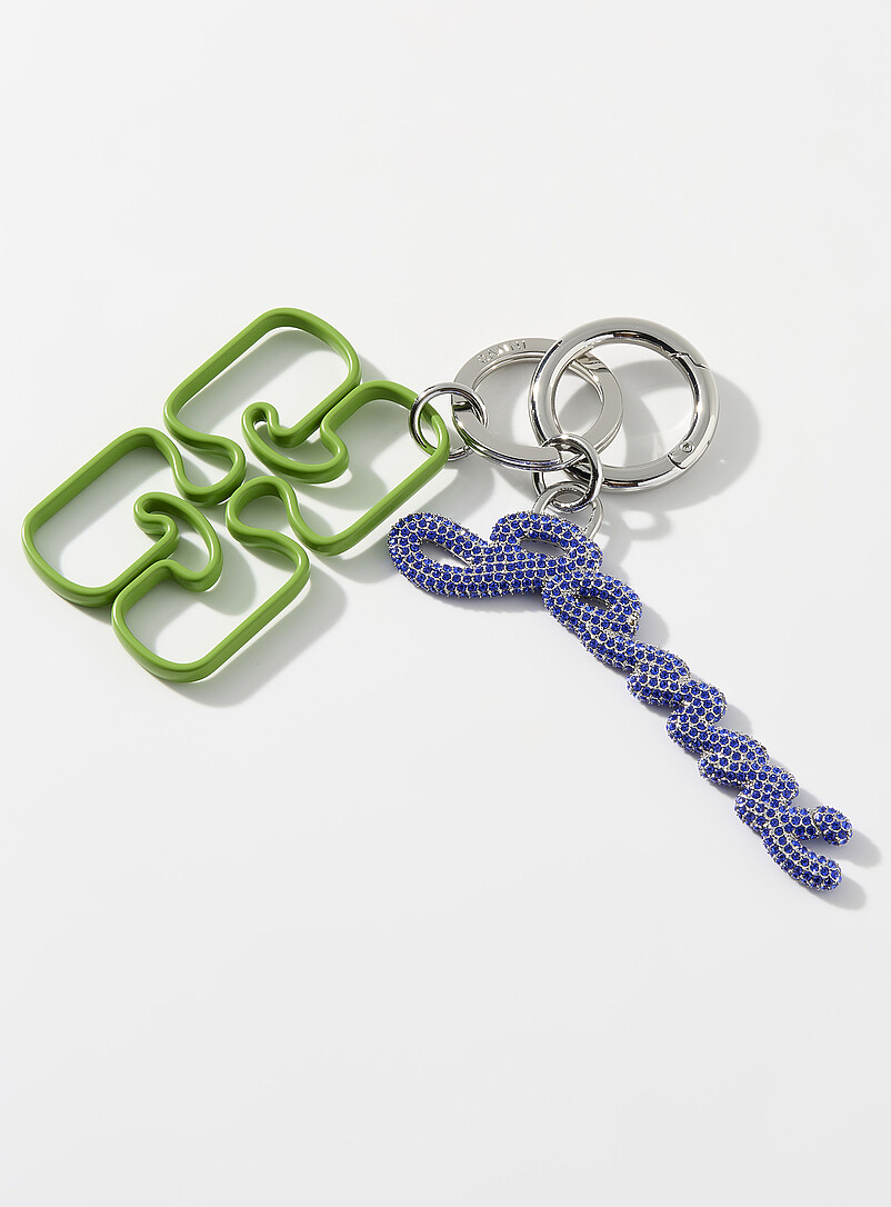 Rhinestoned signature key chain charm | Ganni | | Simons
