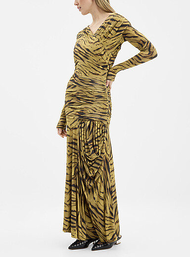 Zebra print draped dress | Ganni | Patterned | Simons