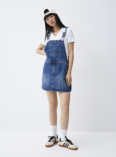 Faded denim apron dress | Twik | Women's Short Dresses | Simons