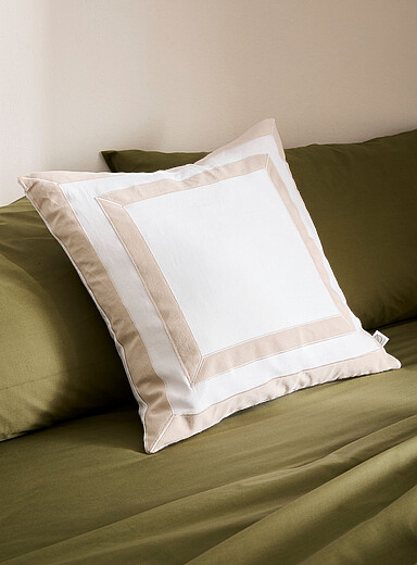 Velvety frames removable-cover linen cushion 50 x 50 cm | Simons Maison ...