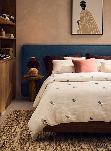 Autumn flowers organic cotton gauze duvet cover set | Simons Maison ...
