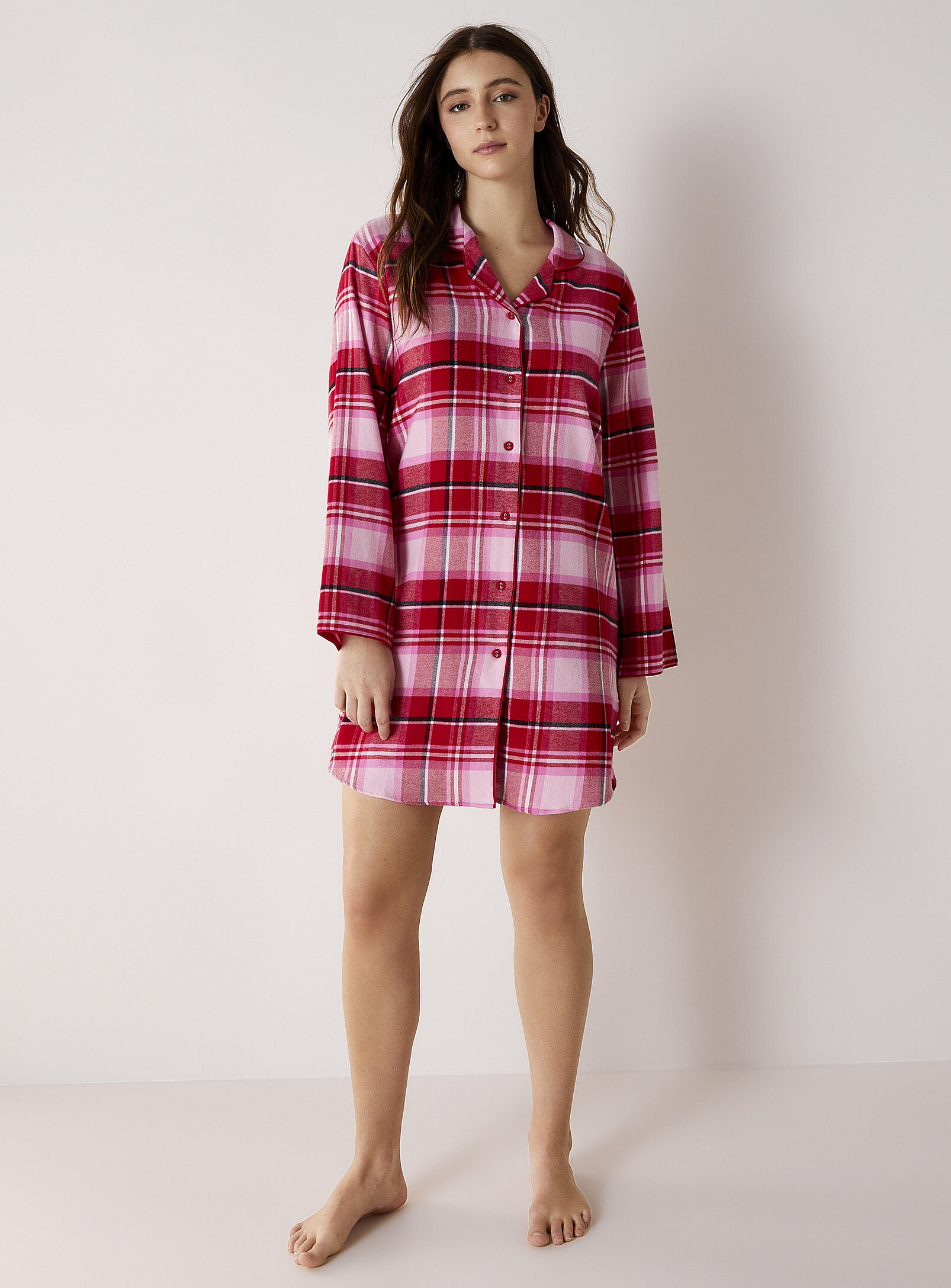 Cyberjammies Red And Pink Checkers Flannel Nightshirt | ModeSens
