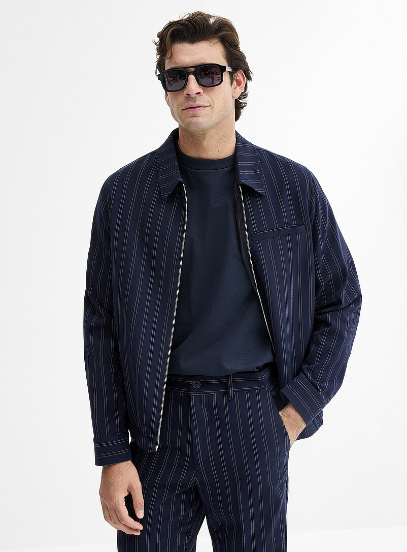 Etched double stripe bomber jacket | Lindbergh | | Simons