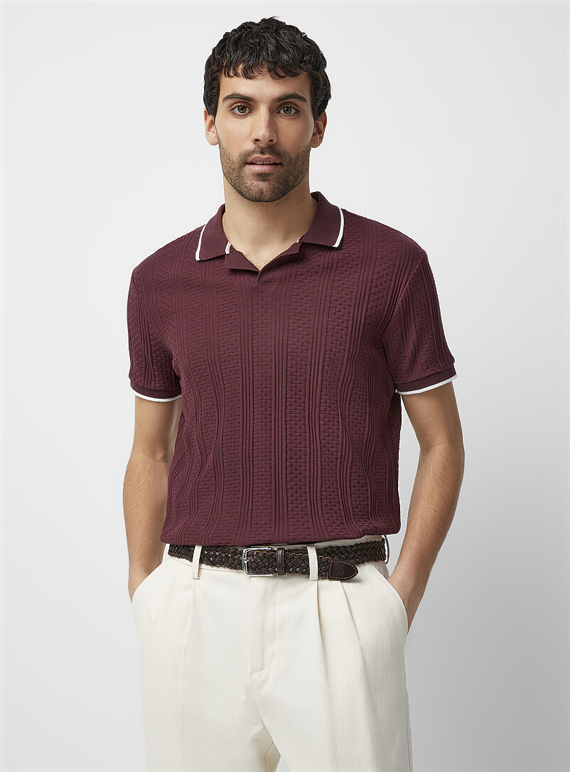 Le polo géo texturé à col Johnny | Le 31 | T-shirts à manches courtes ...