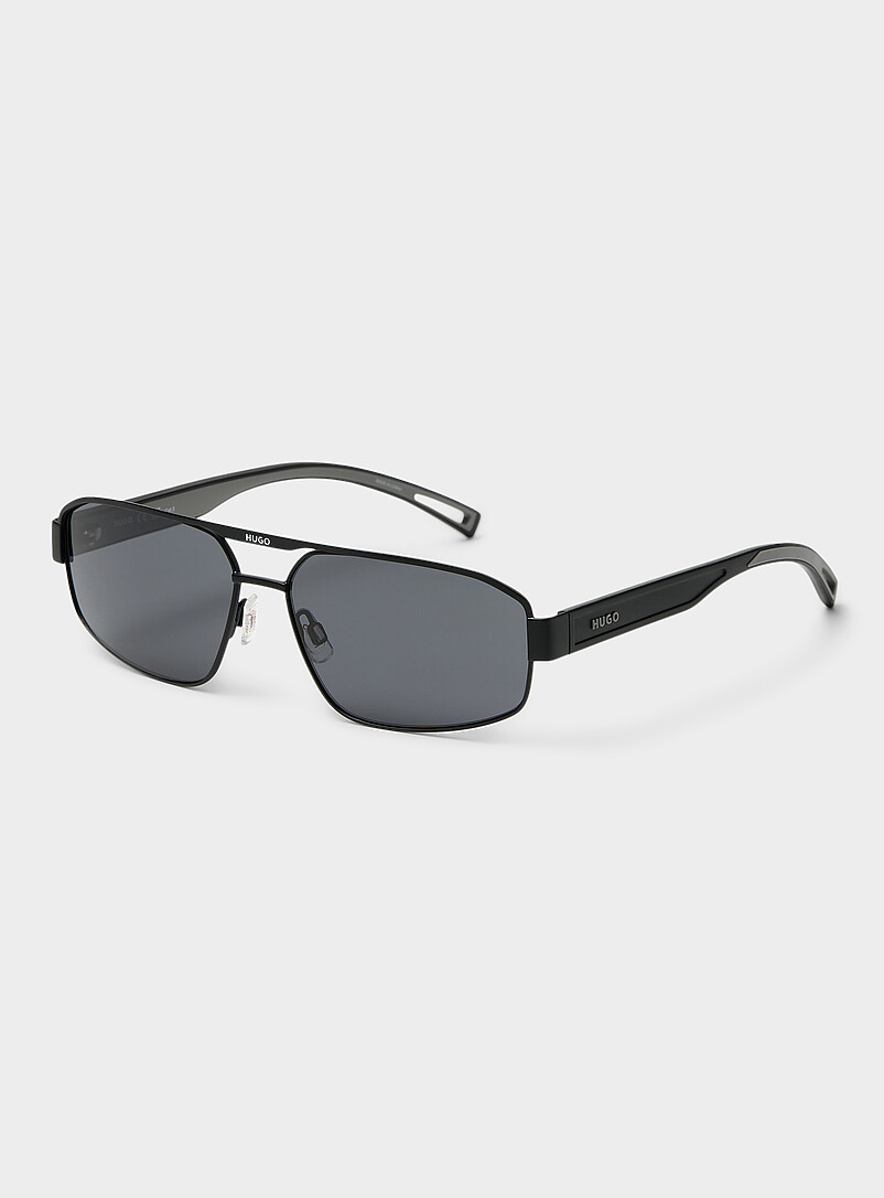 Black and grey aviator sunglasses | HUGO | Men's Rectangular Sunglasses ...