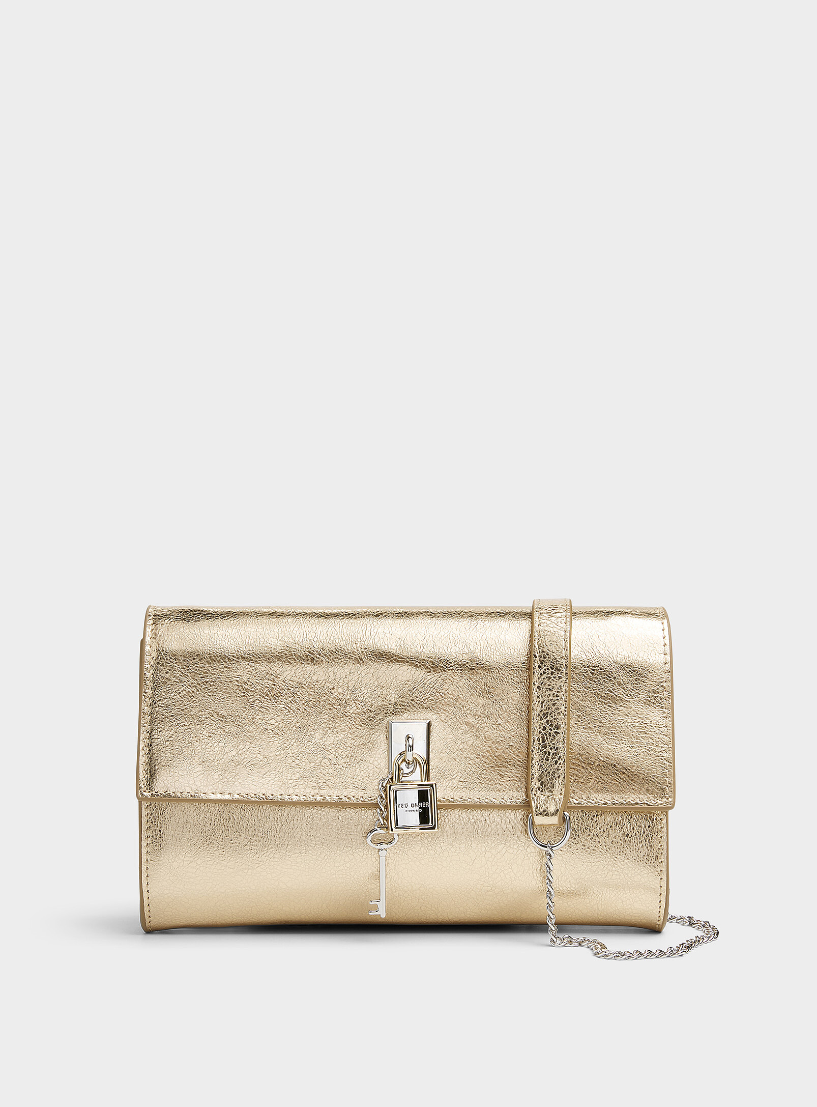 Ted Baker Cyra Metallic Leather Evening Bag In Golden Yellow | ModeSens