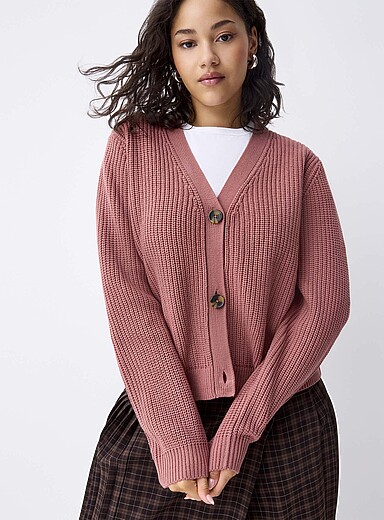 Button-up shaker-rib cropped cardigan | Twik | Shop Women's Cardigans ...