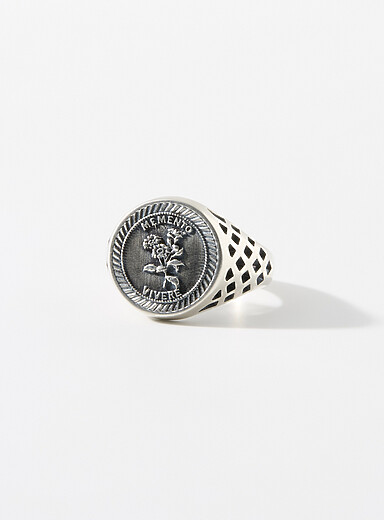 Engraved flower signet ring | Serge DeNimes | Men's Rings | Simons