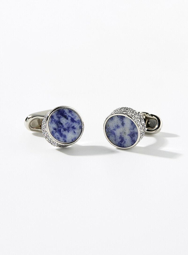 Blue marble round cufflinks | Mon Art | Mens Cufflinks | Simons