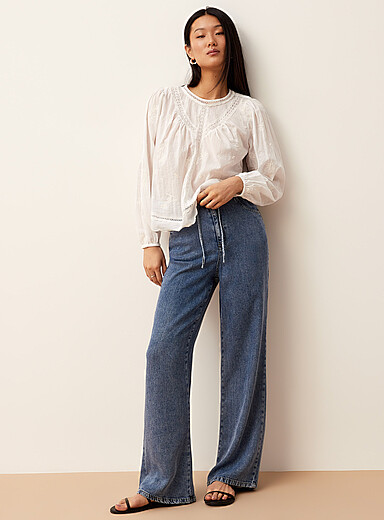 Le jean large taille cordon denim léger | Icône | Jeans Évasés Bootcut ...