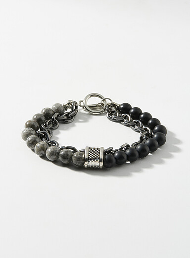 Bead and chain two-row bracelet | Le 31 | Men's Bracelets | Simons