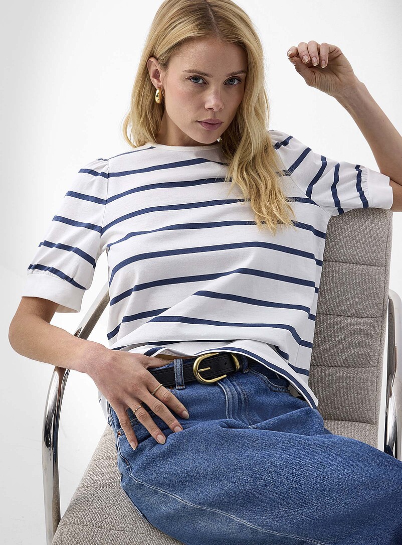 Le t-shirt rayures bleues manches bouffantes | Vero Moda | | Simons