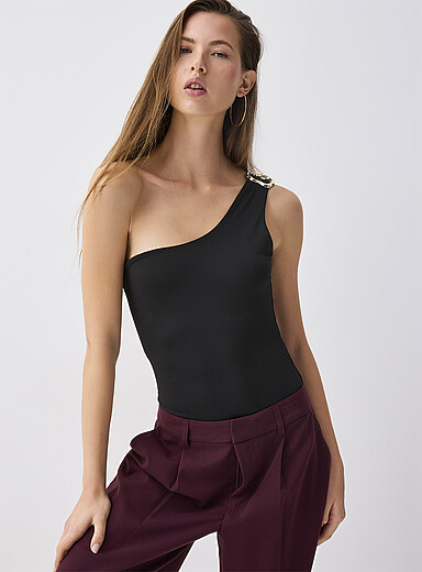 Gold-ring single-strap bodysuit | Twik | | Simons
