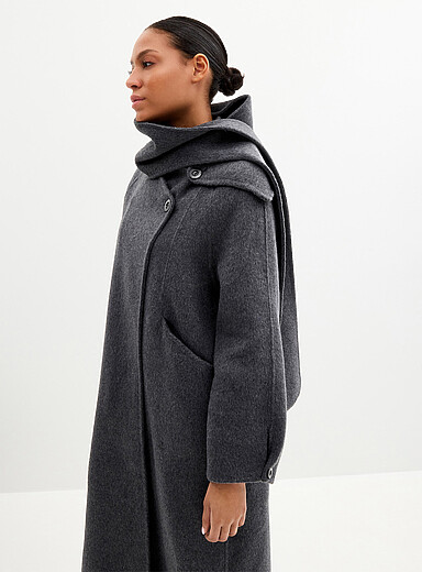 Matching scarf felted coat | Contemporaine | Women's Wool Coats Fall ...
