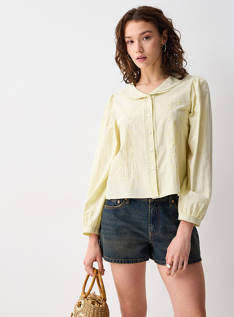 Le blouse col Claudine broderies fleurs | Twik | | Simons